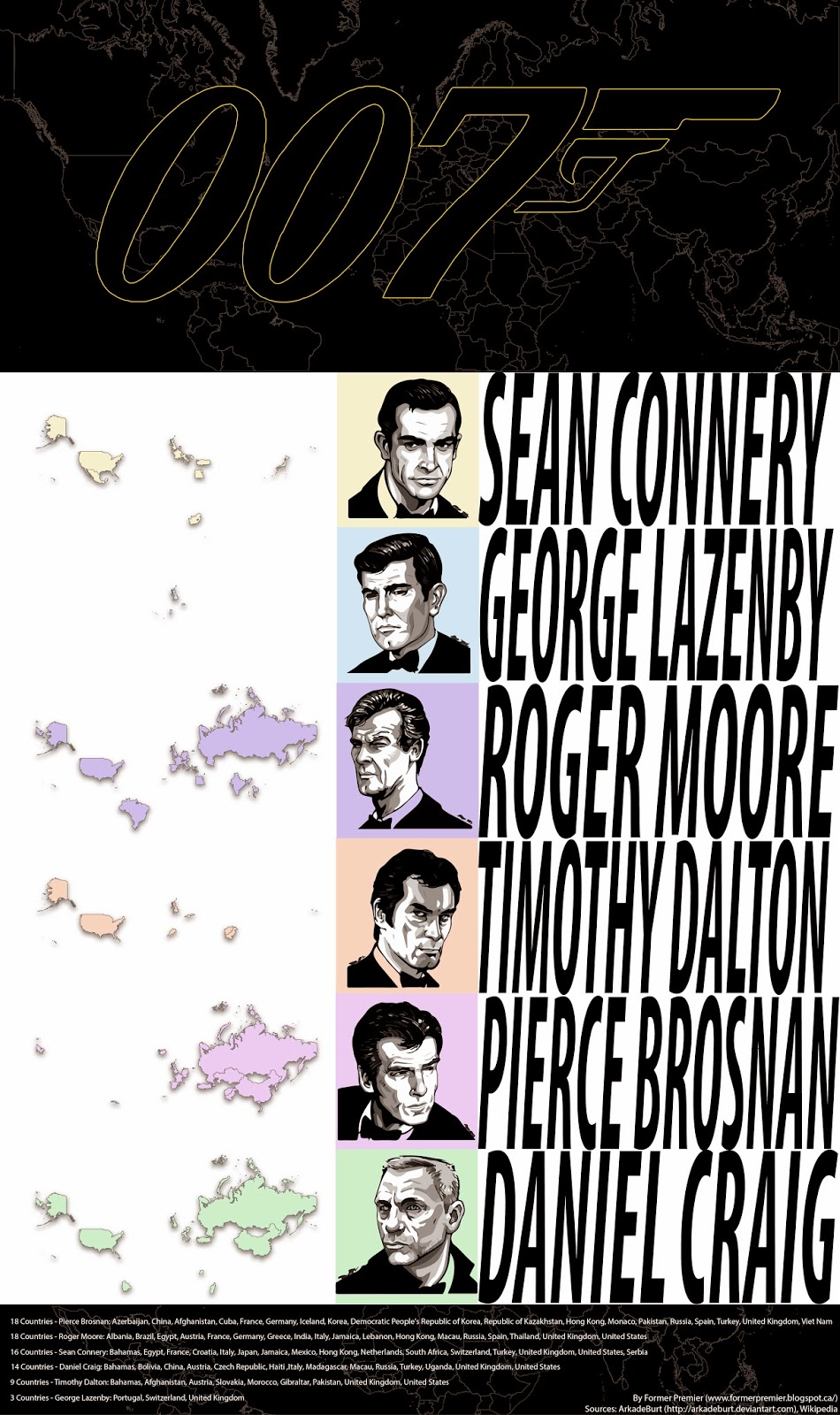 Map of James Bond's travels over the years : r/movies